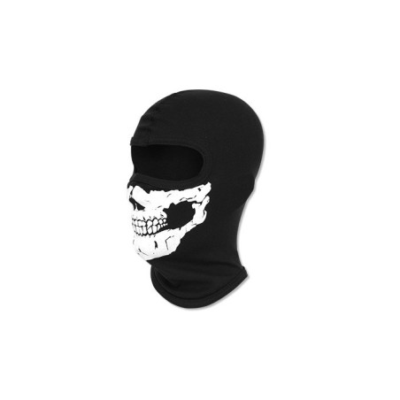 Cotton Balaclava - 1 Hole - Black - Skull