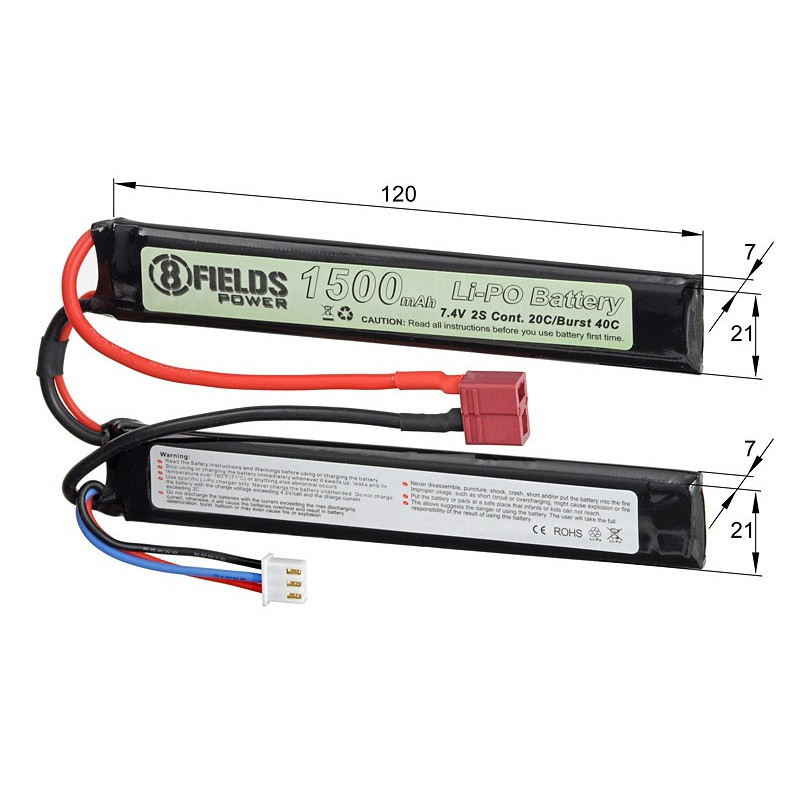 BATTERY LI-PO 1500MAH 7,4V 20/40C T-CONNECTOR [8FIELDS]